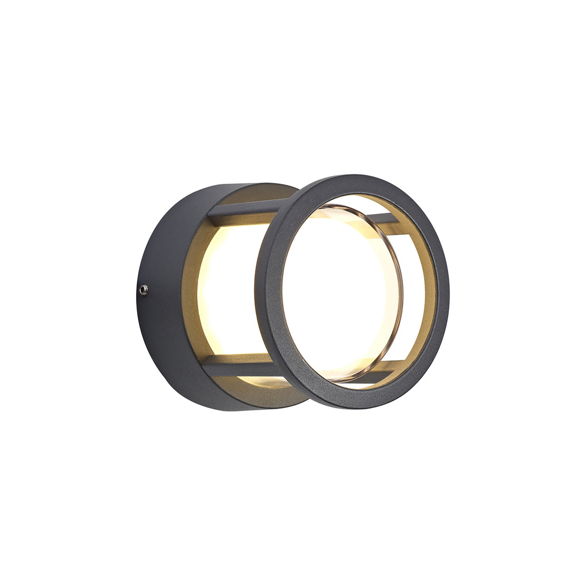 Todd Round Wall Light, 1 x 6W LED, 3000K, 360lm, IP54, Anthracite, 3yr ...
