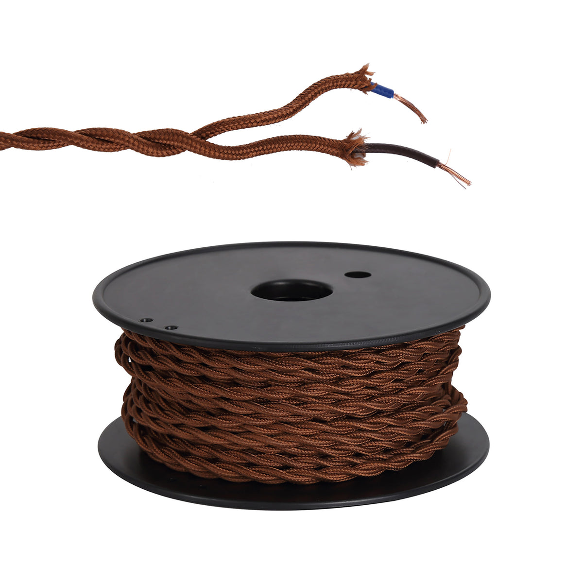 Robson 25m Roll Dark Brown Braided Twisted 2 Core 0.75mm Cable VDE App ...