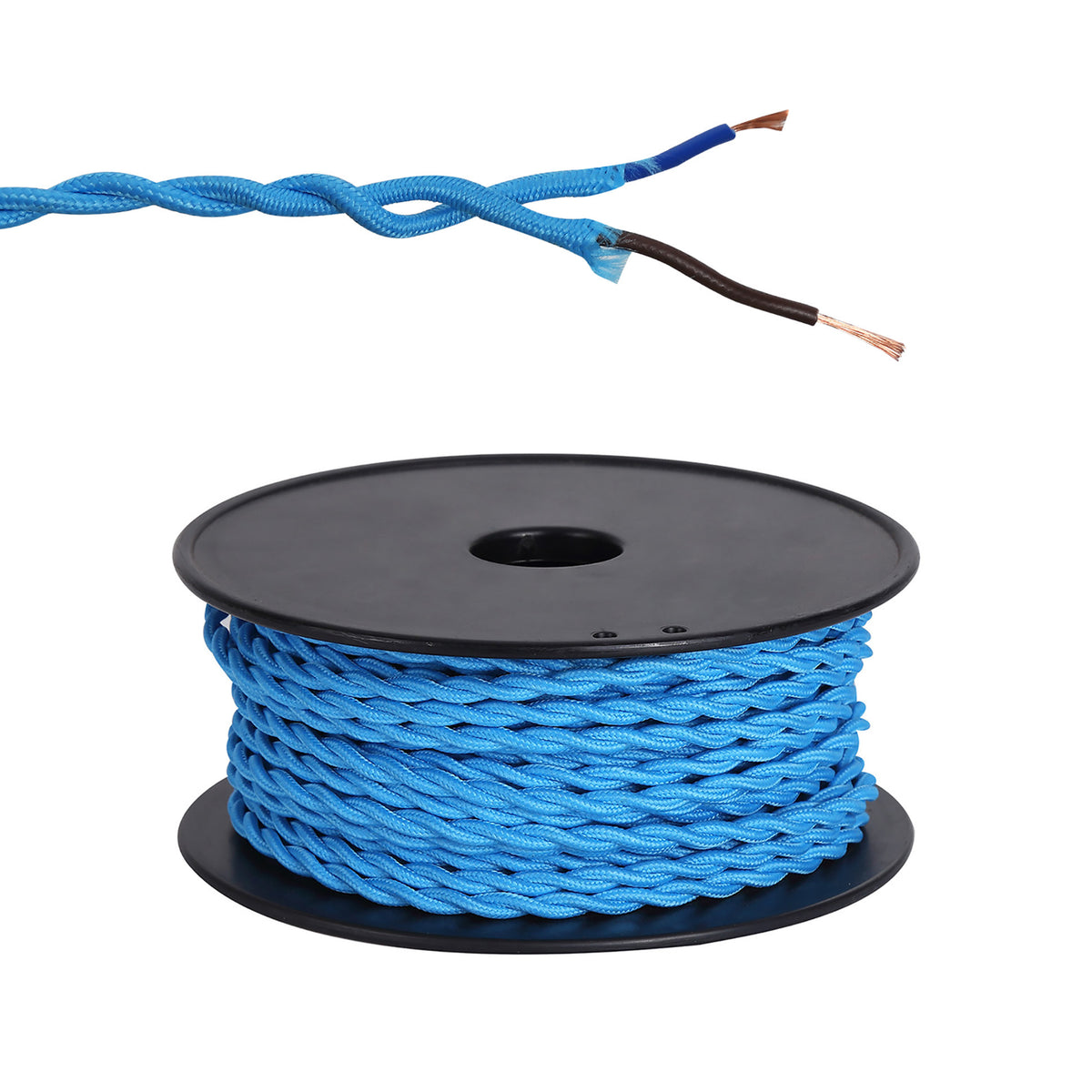 Robson 25m Roll Blue Braided Twisted 2 Core 0.75mm Cable VDE Approved ...