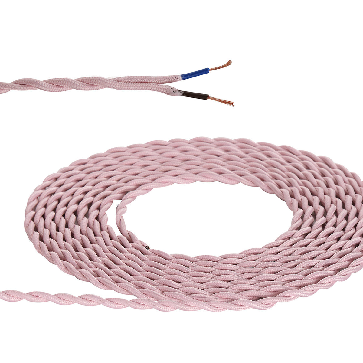 Robson 1m Pink Braided Twisted 2 Core 0.75mm Cable VDE Approved (qty o ...