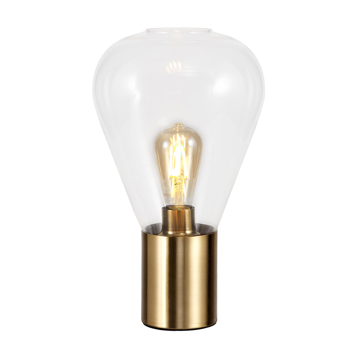 Rowell Narrow Table Lamp, 1 x E27, Aged Brass/Clear Glass – Harbro ...
