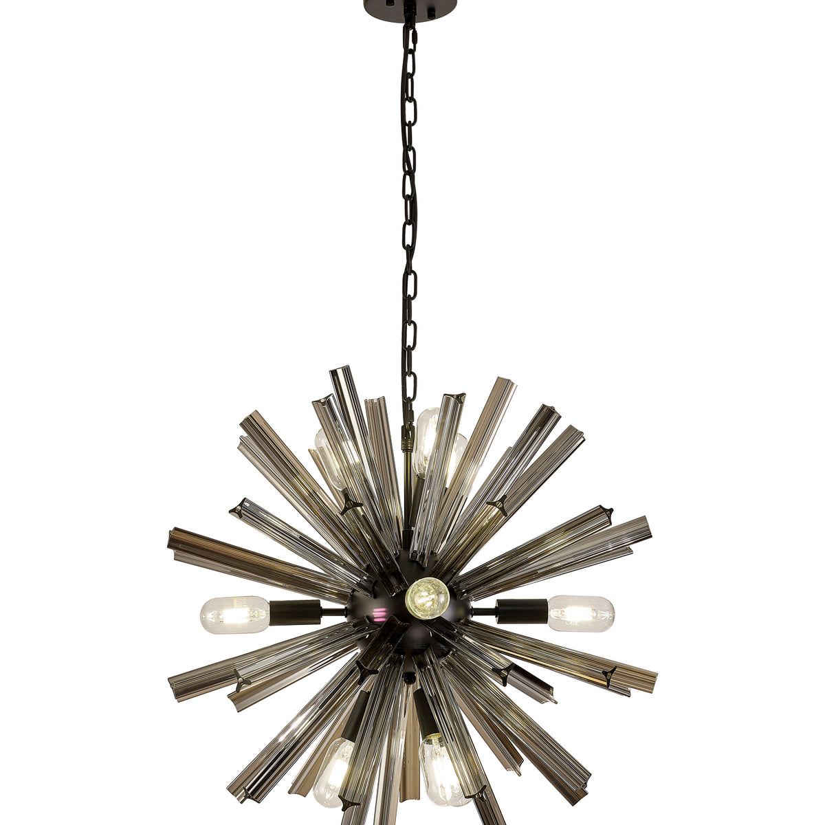 Harris 10 Light E14, Round Pendant Matt Black / Smoke Glass – Harbro ...