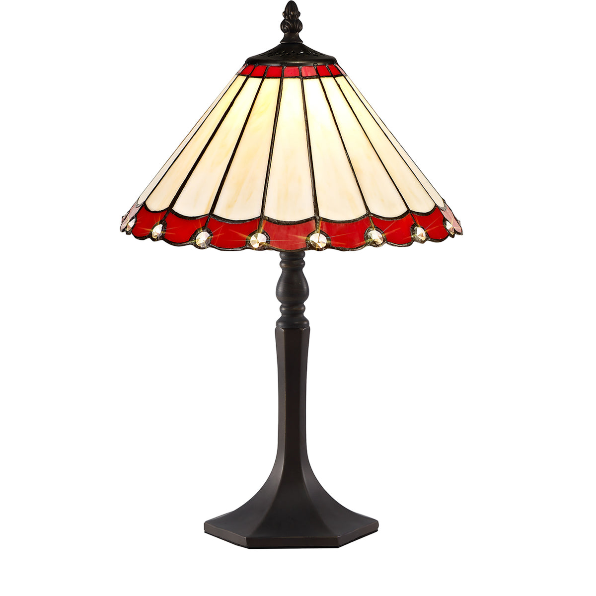 Williams 1 Light Octagonal Table Lamp E27 With 30cm Tiffany Shade, Red ...
