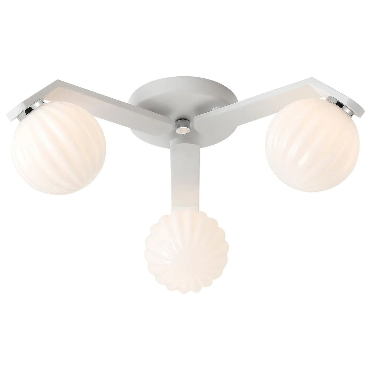 Bellingham Flush Ceiling, 3 x G9, IP44, White/Polished Chrome/Opal Rou ...