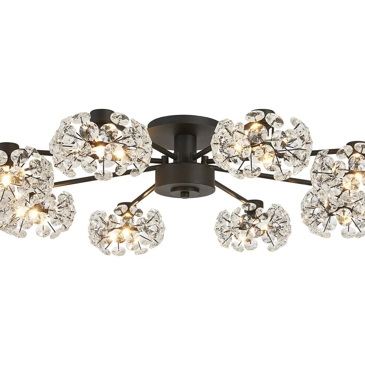 Byrne Satin Black 8 x G9 Flush Light Satin Black & Crystal Shade ...