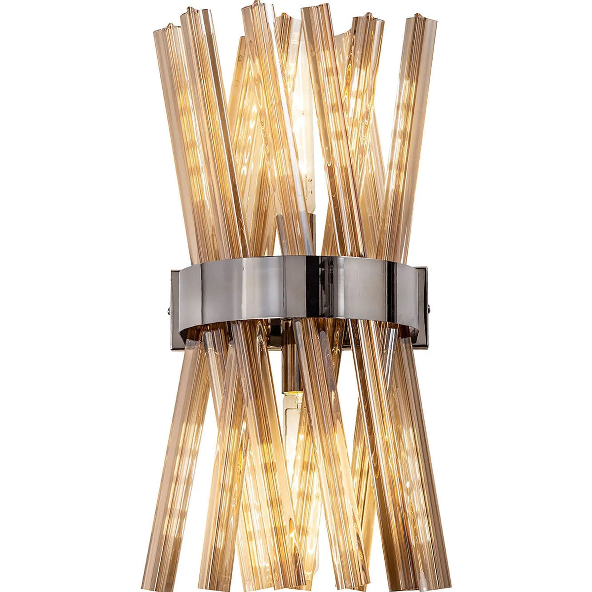 Harris 2 x E14, Wall Light E14, Polished Nickel/Champagne Glass ...